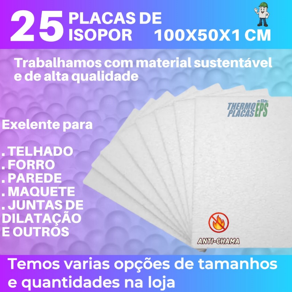ISOPOR TÉRMICO PEQUENO E GRANDE 25 PLACAS DE 100X50X1cm | Shopee Brasil