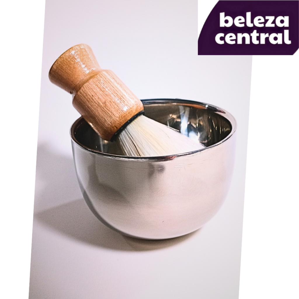 Conjunto Kit de Barbear Cumbuca Tijela de Aço Inox e Pincel de Barba ...
