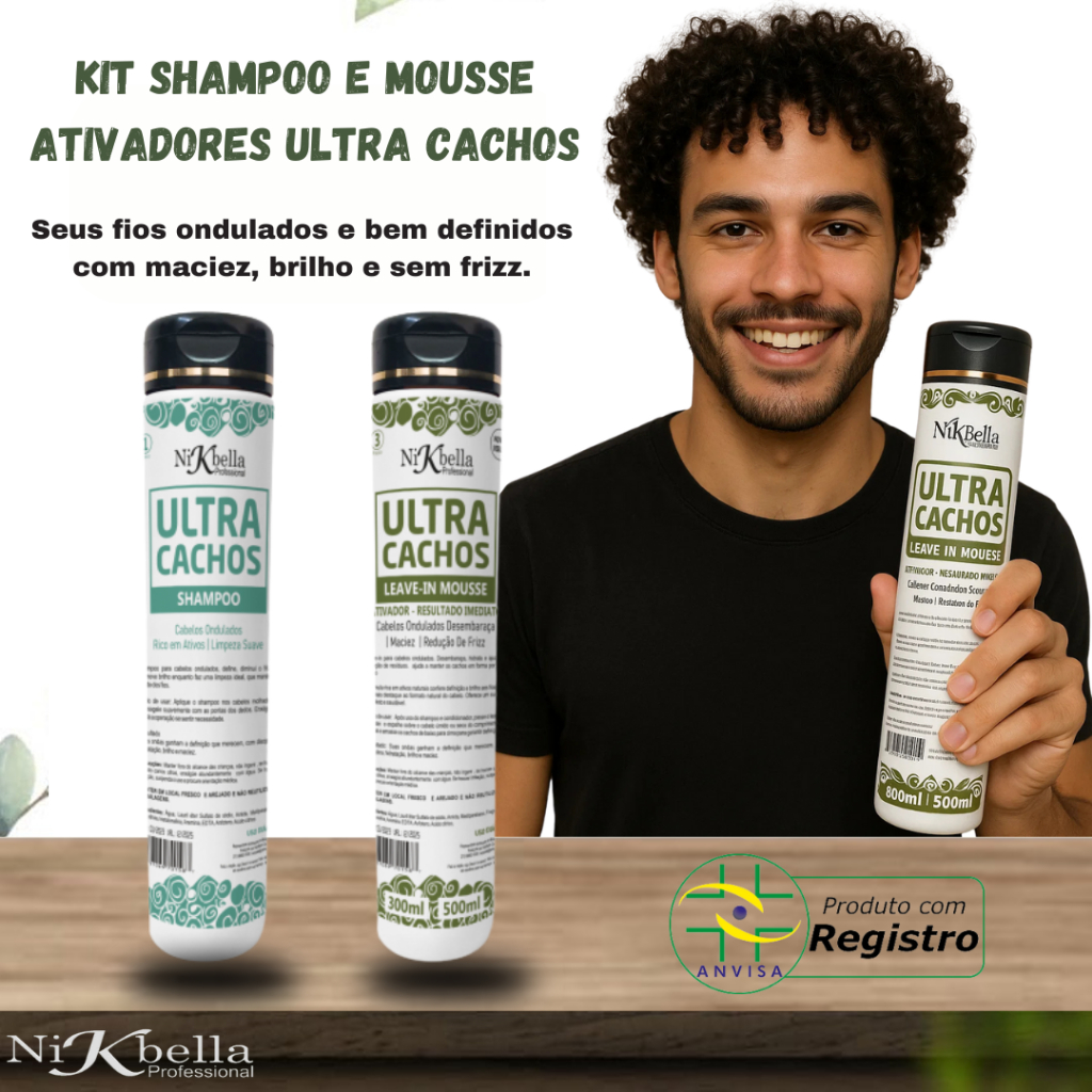 Kit Ativador Cachos Masculino Shampoo e Finalizador Ultra Cachos ...