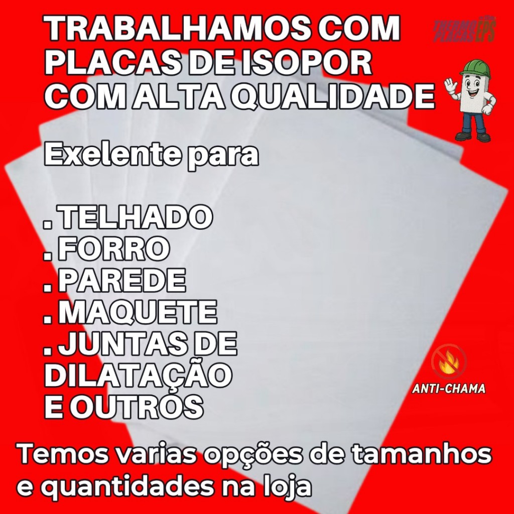 PLACA DE EPS ISOPOR - 12 PLACAS DE 100X50X2cm - ISOLANTE TÉRMICO ...