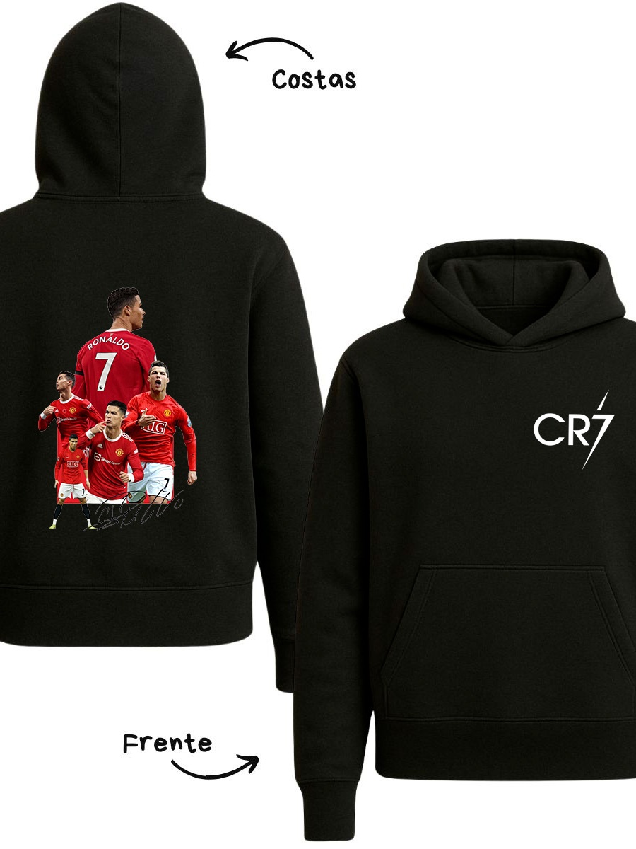 Moletom Canguru Cristiano Ronaldo Manchester United Blusa De Frio Cr7 Manchester Adulto Unissex ...