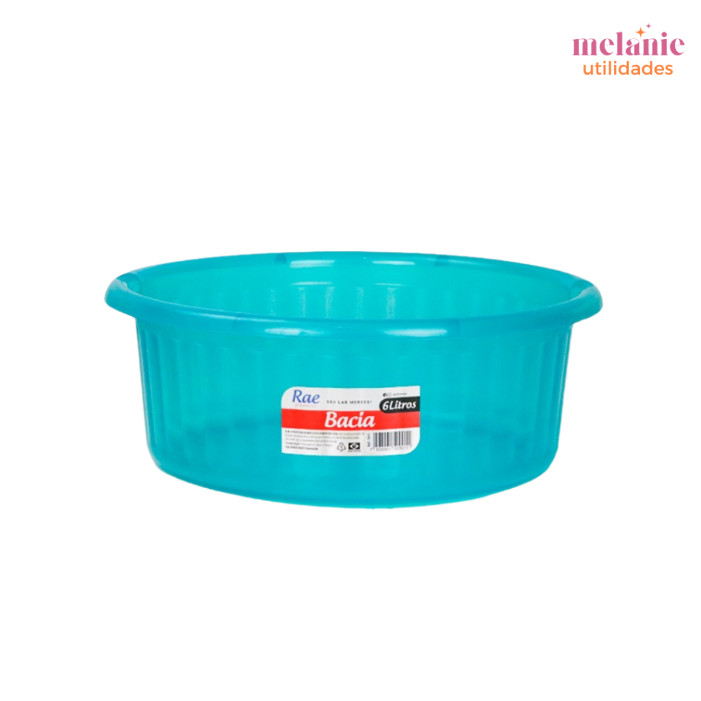 Bacia Grande 6 Litros Redonda Multiuso de Plástico Reforçado Azul ...