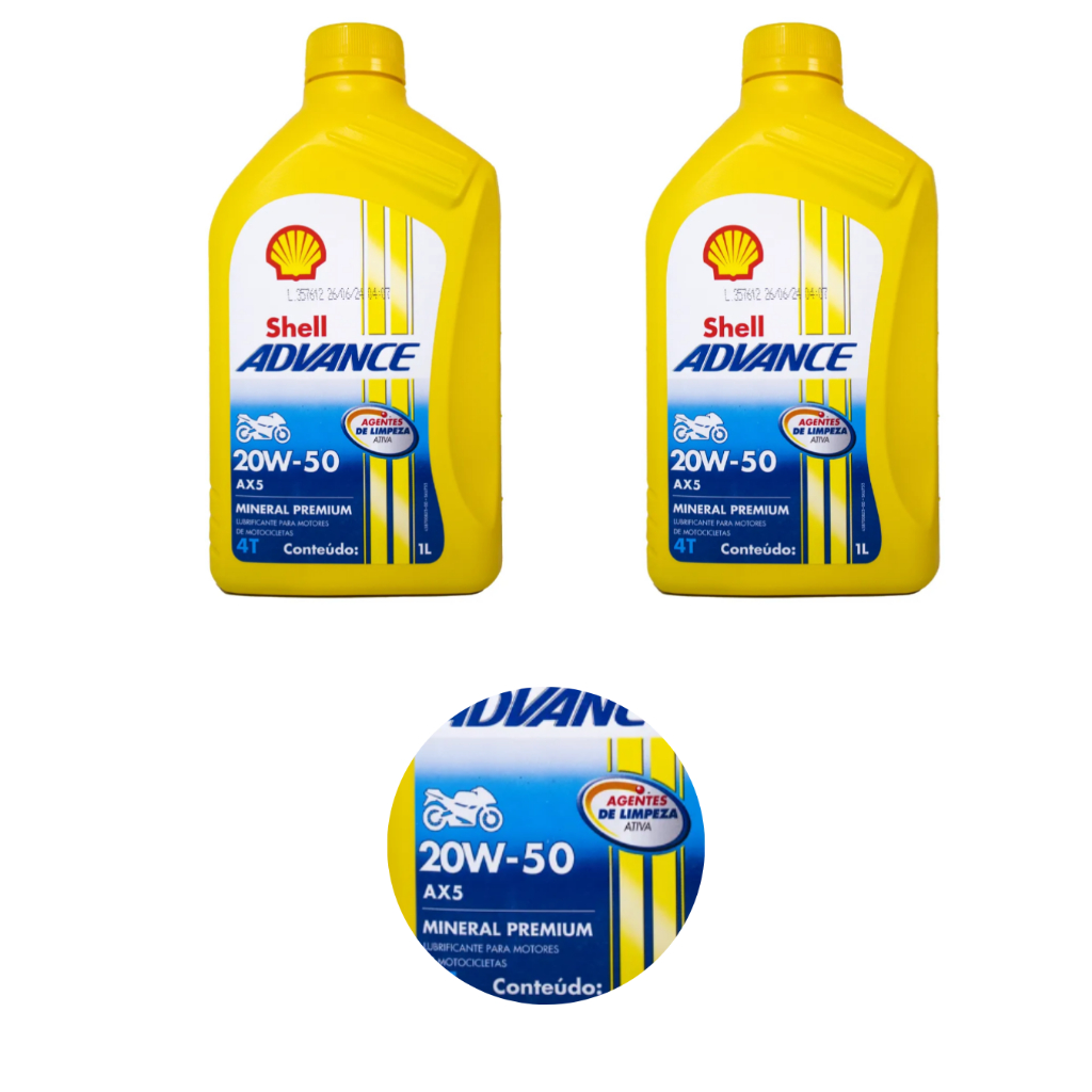 Óleo Motor Moto Shell Advance 20w-50 Ax5 Mineral 1lt - Kit 2 litros ...