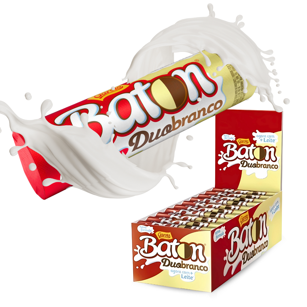Chocolate Baton Duo Branco Ao Leite Caixa Display 30Un 16g Garoto ...