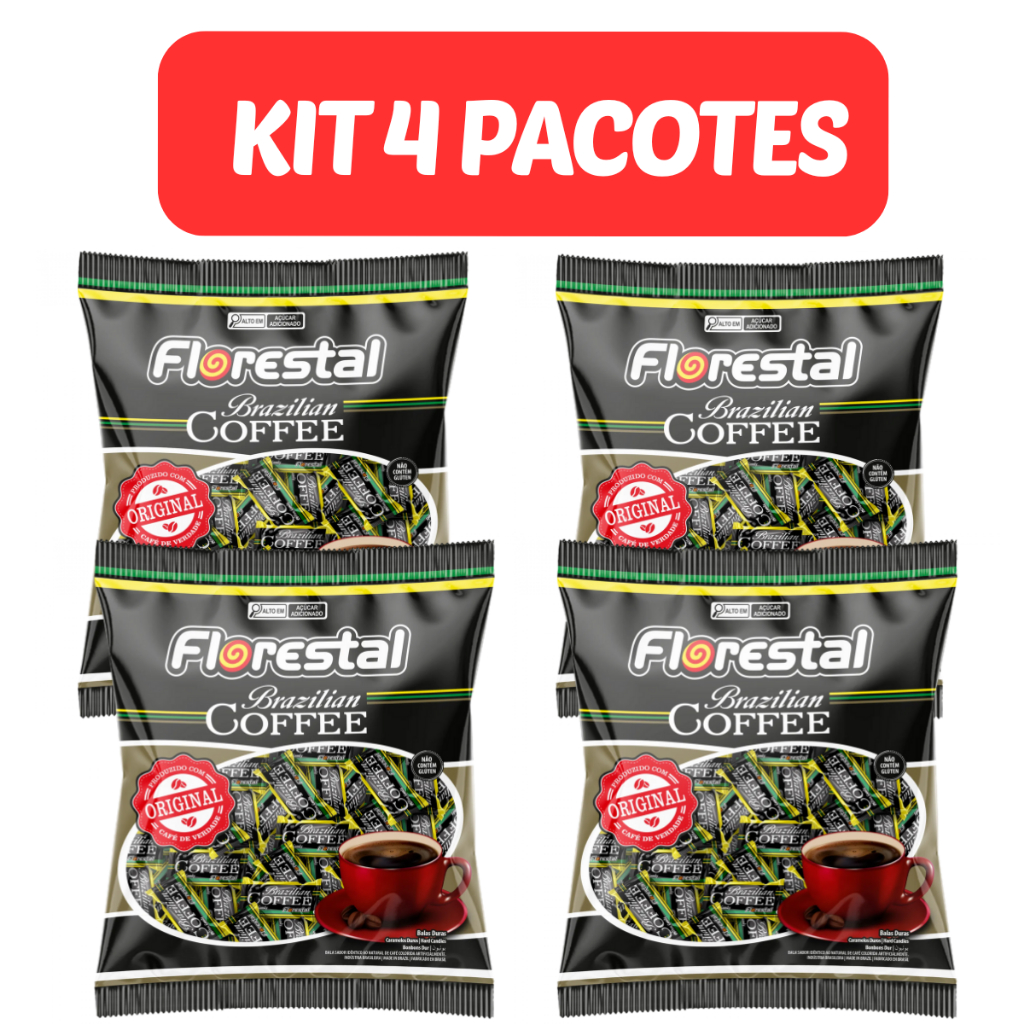 Kit Com 4 Pacotes Bala de Café Brazilian Coffee C/500g Cada - Florestal ...