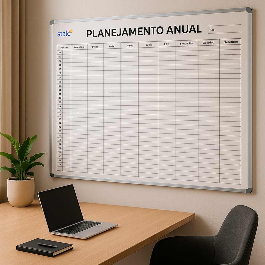 Lousa Quadro Planner Mensal Anual 120x90cm Moldura Soft Alumínio Agenda ...