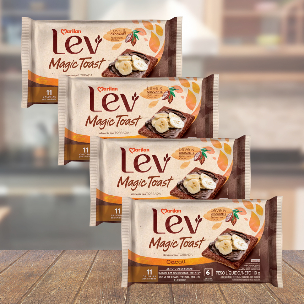 Kit C/ 4 Torrada Lev Magic Toast Cacau E Cereais Marilan 110g cada ...