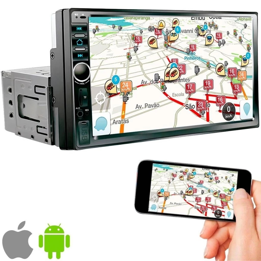 Multimídia H-TECH com Espelhamento iOS Android 7” Bluetooth Tela de Vidro - HT-2500 | Shopee Brasil