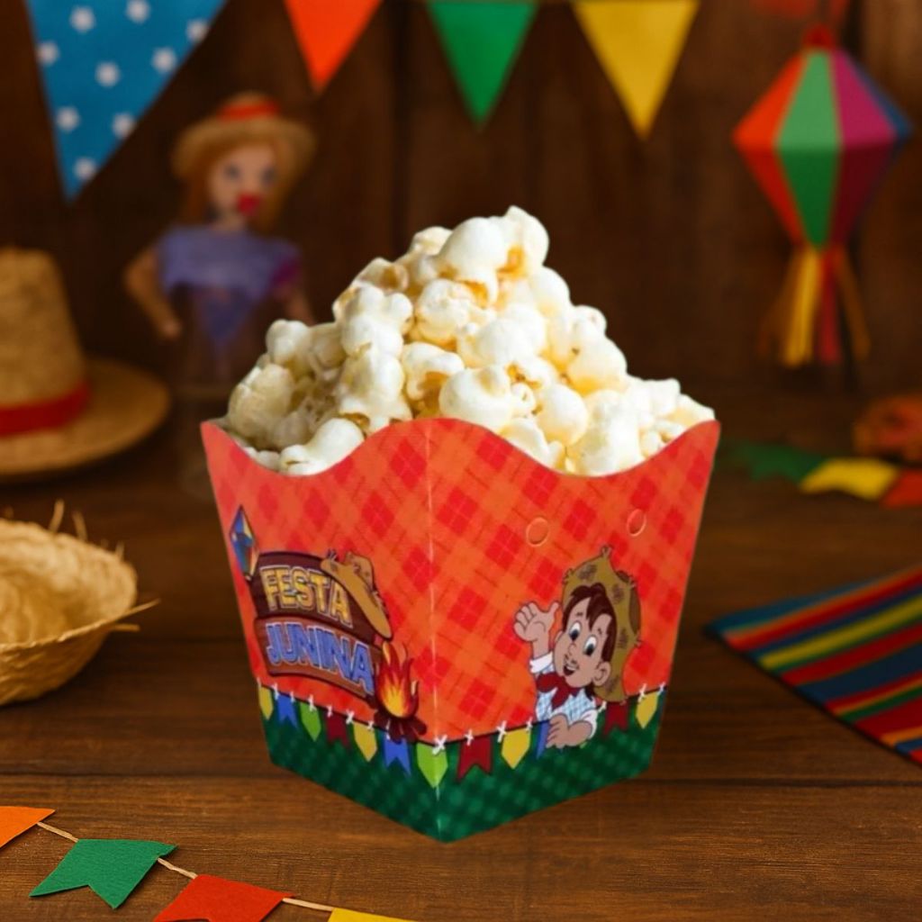 Kit Cachepo Festa Junina Caixa de Pipoca Arraiá Decoração São João ...