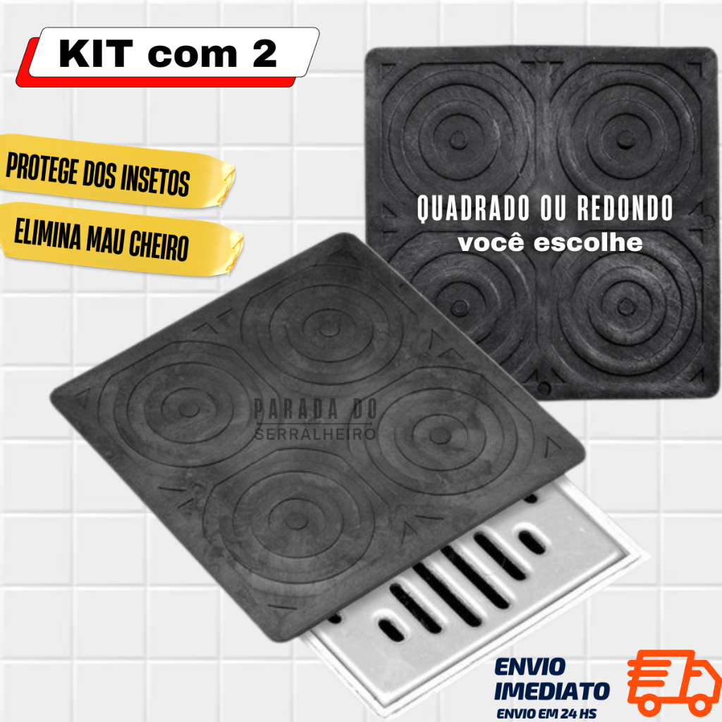 Kit c/ 2 Un Tampa Protetor de Ralo Veda Mau Cheiro Barata Escorpião Mal ...