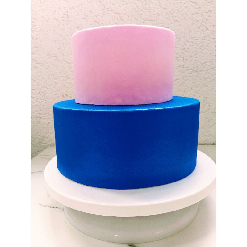 Base Bolo Fake Maquete Encapada em E.V.A Rosa claro e Azul Royal Altura ...