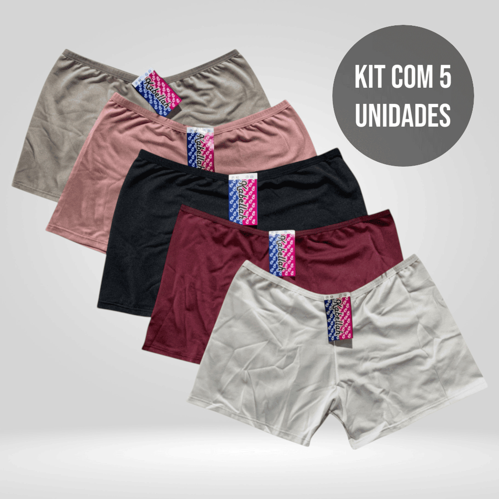 Kit 5 Shortinho Anágua Íntimo Segunda Pele Lingerie Short Curto Para ...