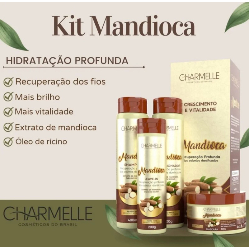 Kit Mandioca Charmelle – Crescimento Capilar Rápido + Hidratação ...