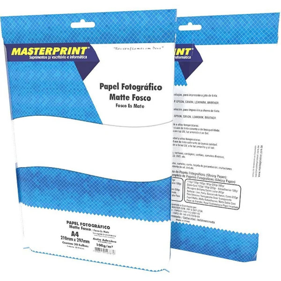 Papel Fotográfico 108g Adesivo Matte Fosco Premium Masterprint Pacote ...