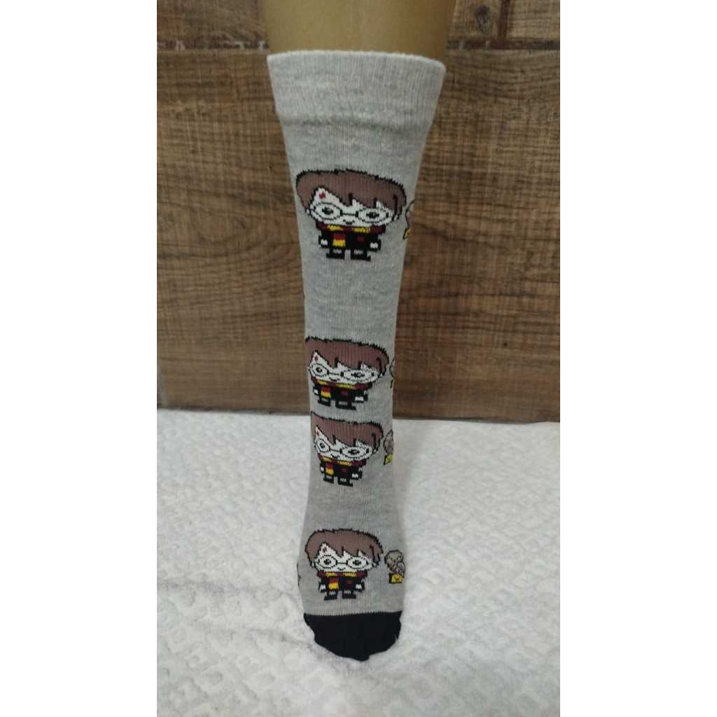 Meias Harry Potter Hogwarts Personagem Cano Longo Adulto 70% Algodão ...