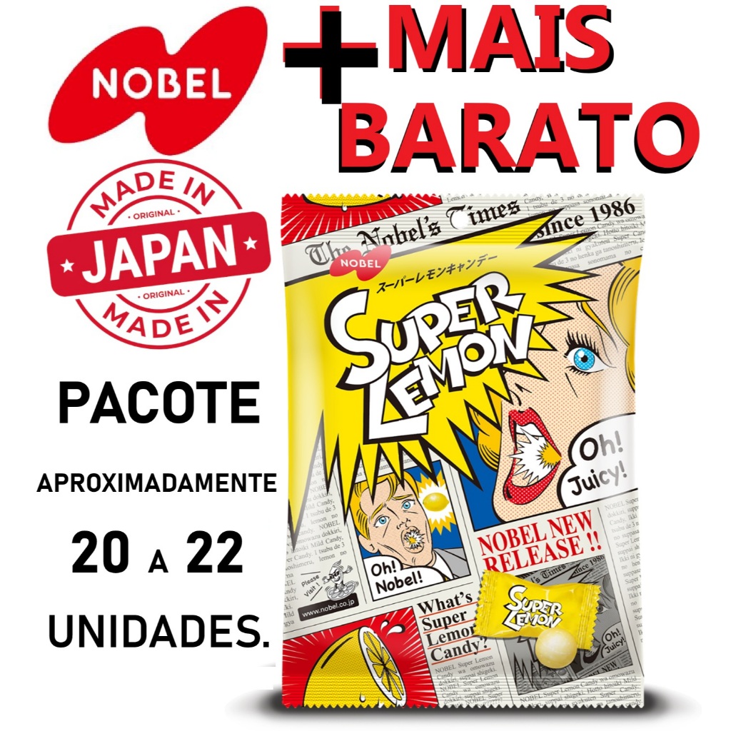 Bala SUPER LEMON 84g NOBEL 1 PACOTE Aproximadamente 20 a 22 unidades ...