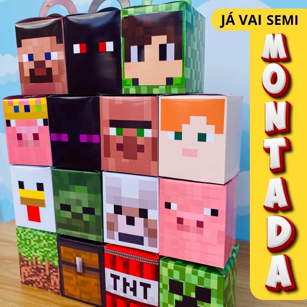 Caixas Cubo Minecraft Lembrancinha Festa - TNT - Steve - Creeper ...