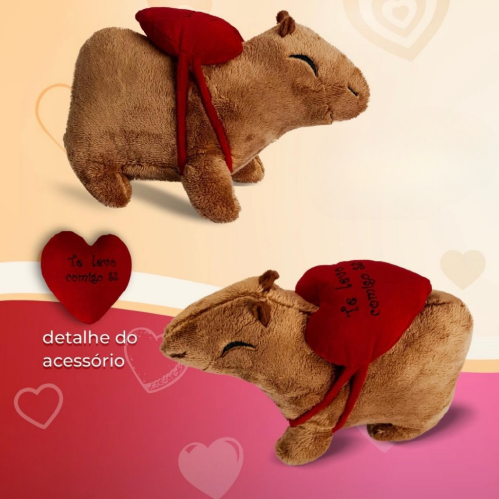 Pelúcia Capivara Filó 24cm com Coração Removível | Shopee Brasil
