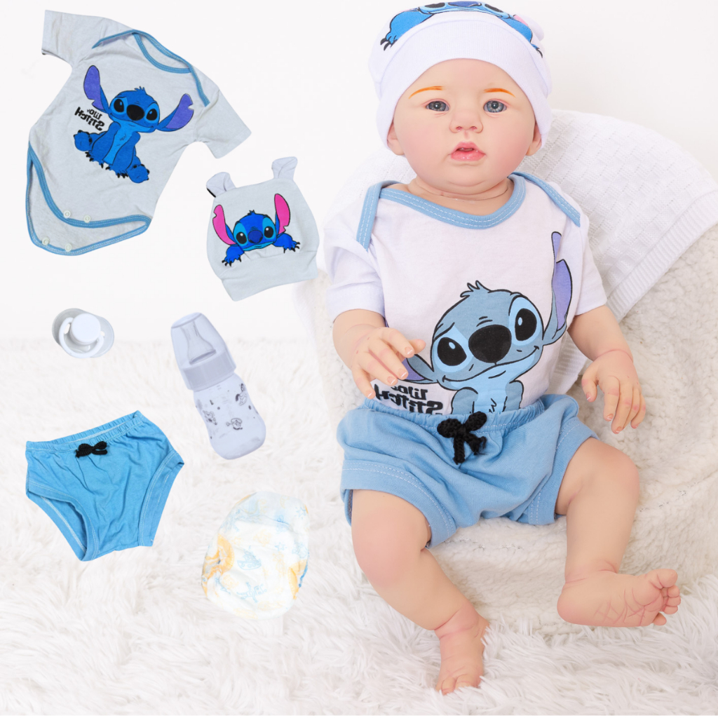 Boneco Reborn Bebê Menino Saskia Stitch Realista Original de Silicone ...