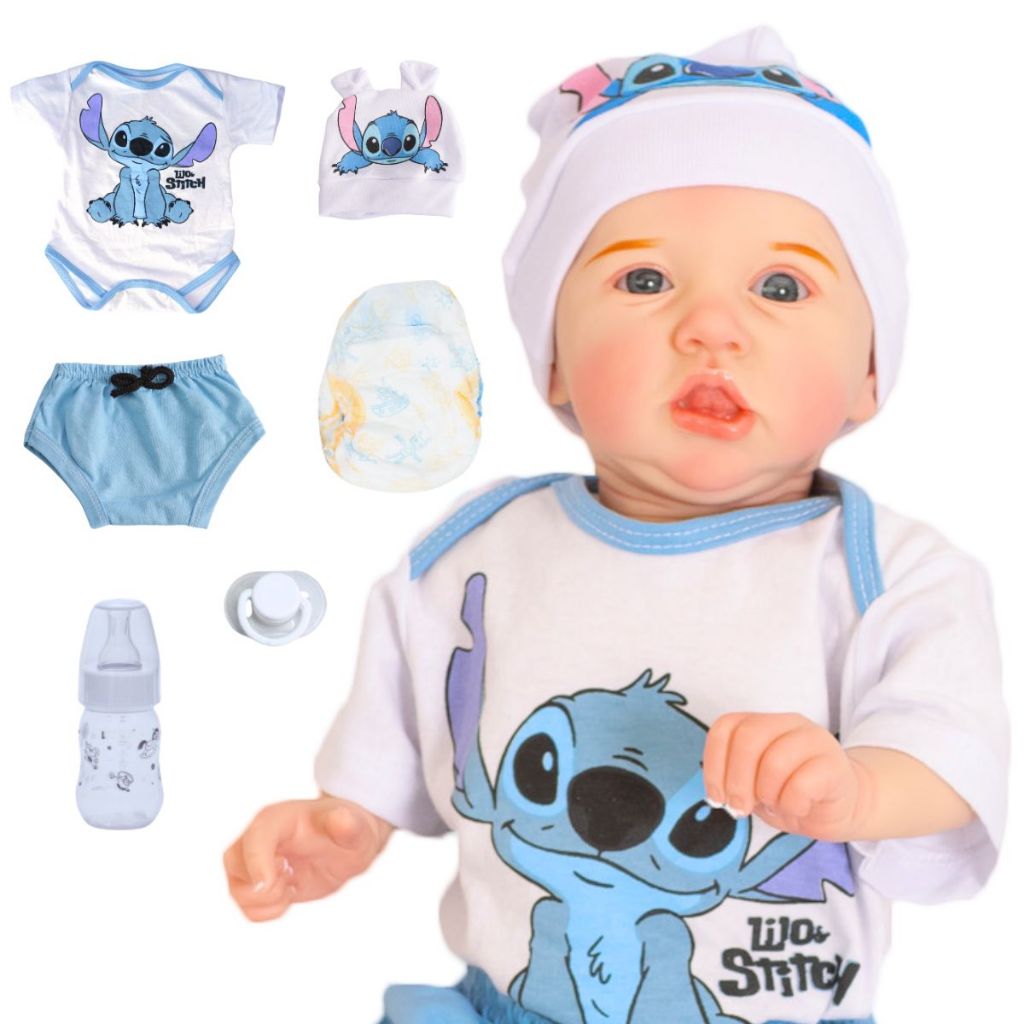 Boneco Reborn Bebê Menino Saskia Stitch Realista Com Corpinho de ...