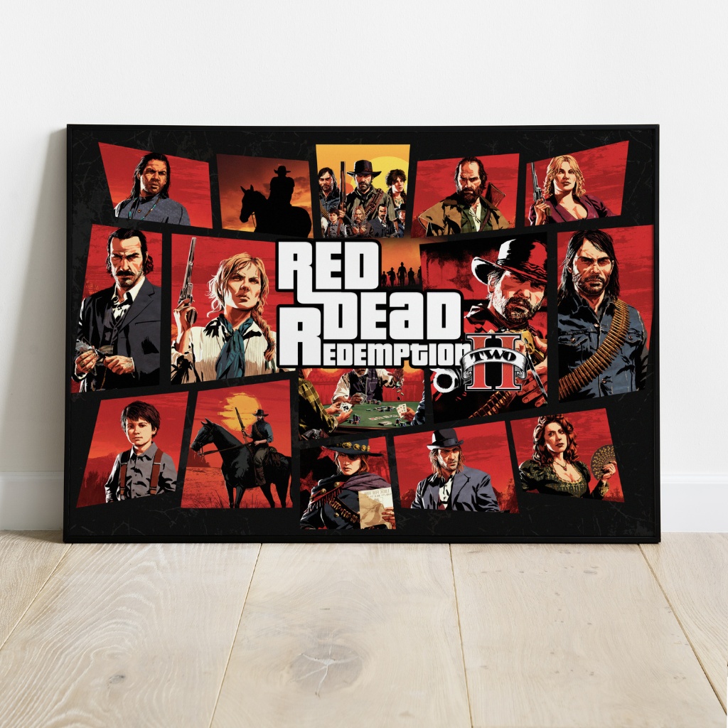Quadro Decorativo Red Dead Redemption 1, 2 e Revolver Gamer Exclusivo ...