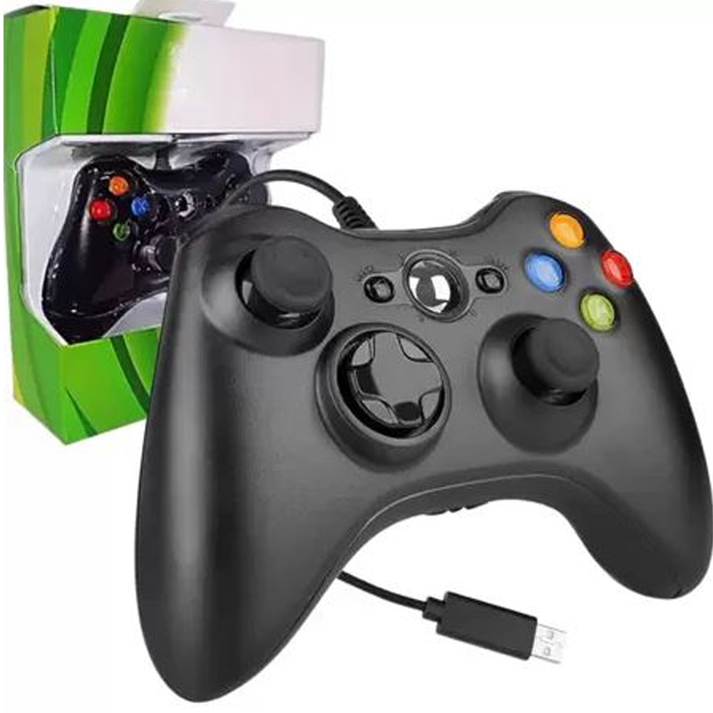 Controle De Xbox 360 Com Fio Para Video Game e PC/ Fat E Pc Joystick ...