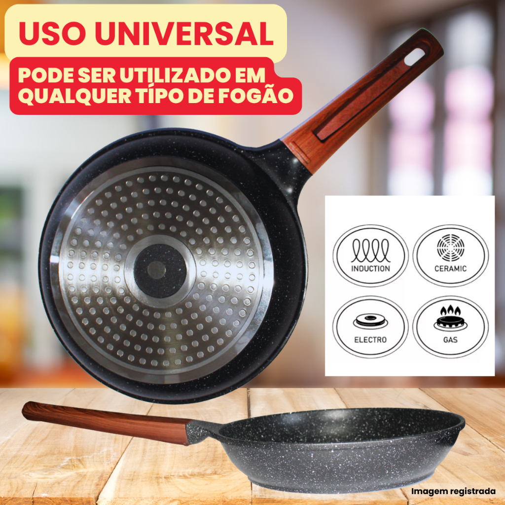 Frigideira Antiaderente Cerâmica Indução e Gás Modelo Profissional Para ...