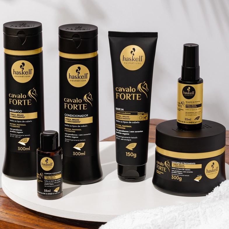 Linha Completa Cavalo Forte Haskell - Shampoo, Condicionador, Máscara, Fluído, Leave In, Tônico ...