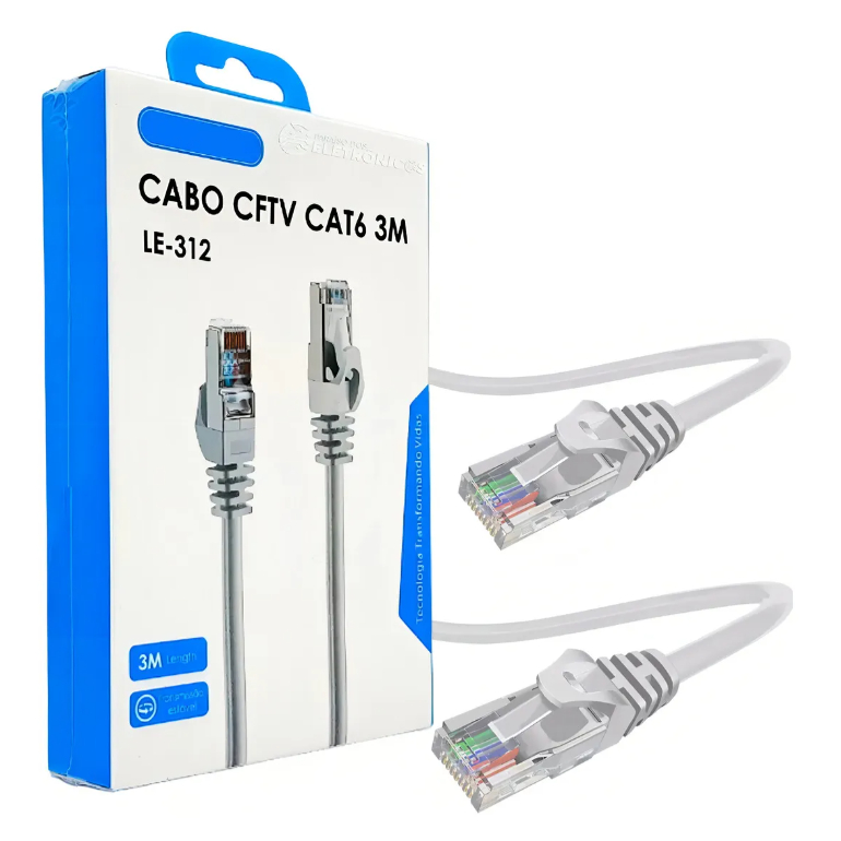 CABO CFTV CAT6 Cabo De Rede Internet Cftv Cat6 3m Le-312 - It-blue | Shopee Brasil