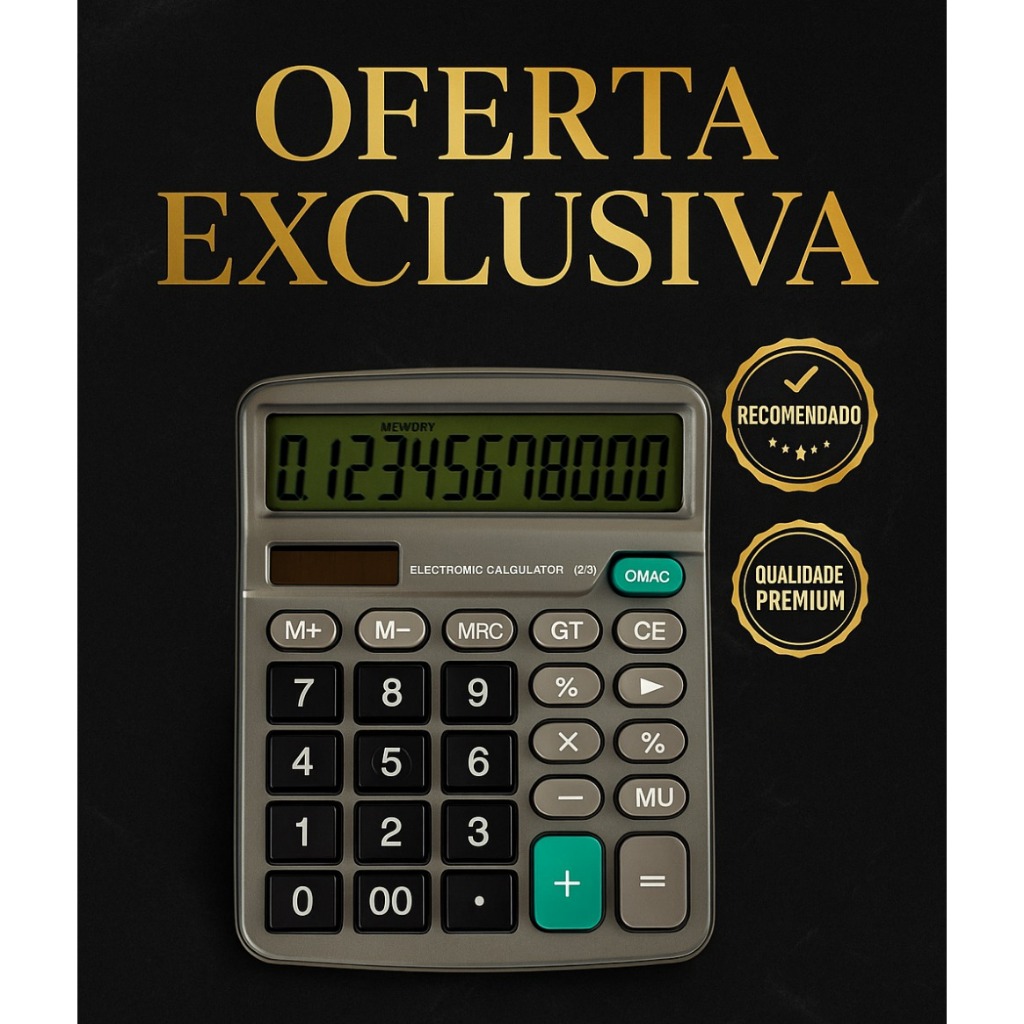Calculadora 12 Dígitos Pilha Display Grande Função Memória Hoopson ...