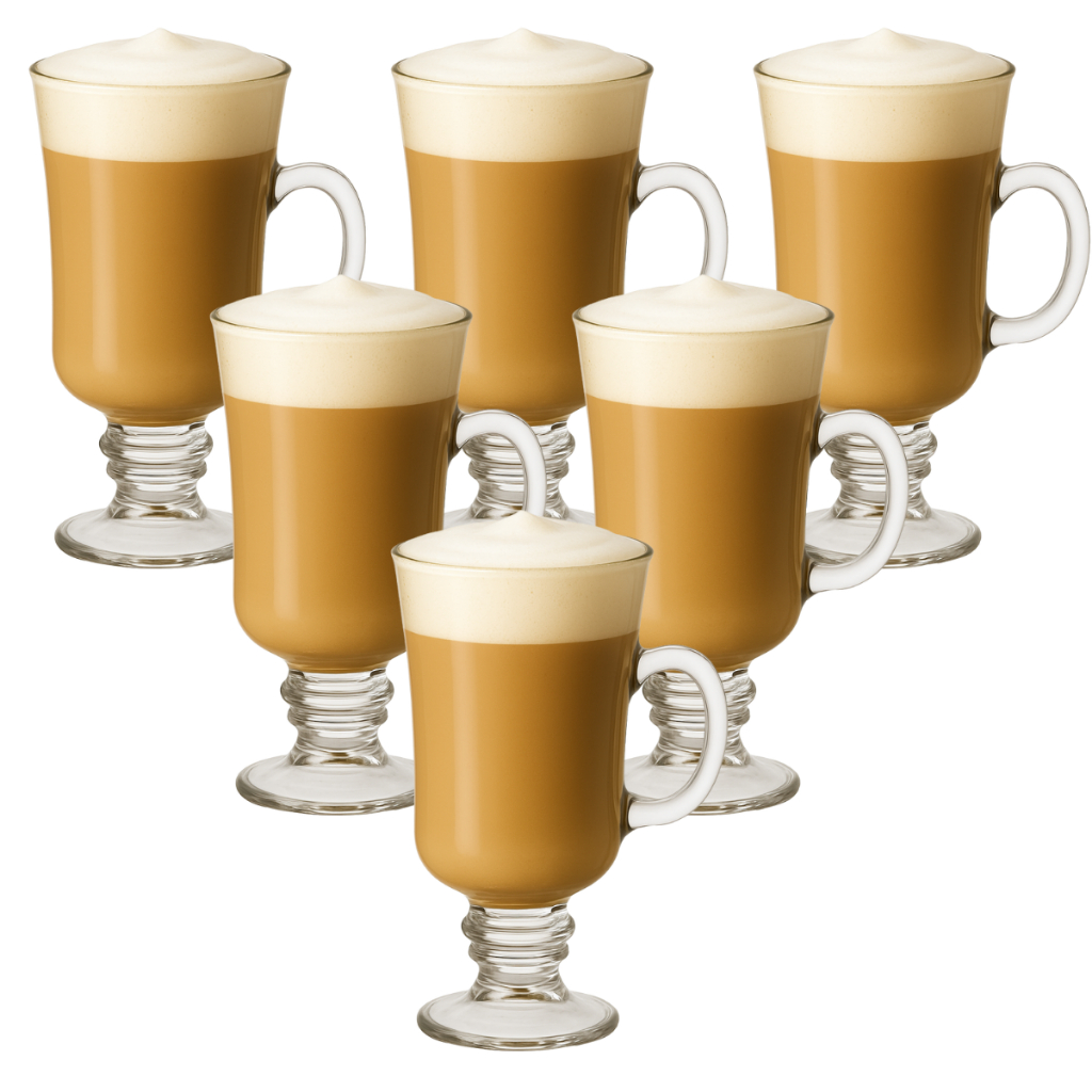 Kit Jogo 6 Taças de Vidro Xícara Irish Coffee 250ml 130ml Café e ...