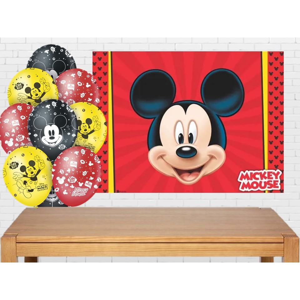 Kit Festa Mickey Mouse * Painel TNT + Balões Decorados | Shopee Brasil