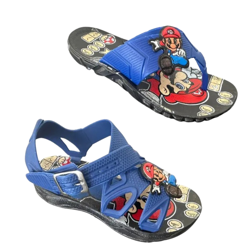 Kit 2 Pares Chinelo Papete Mario Super Leve Para Crianças | Shopee Brasil