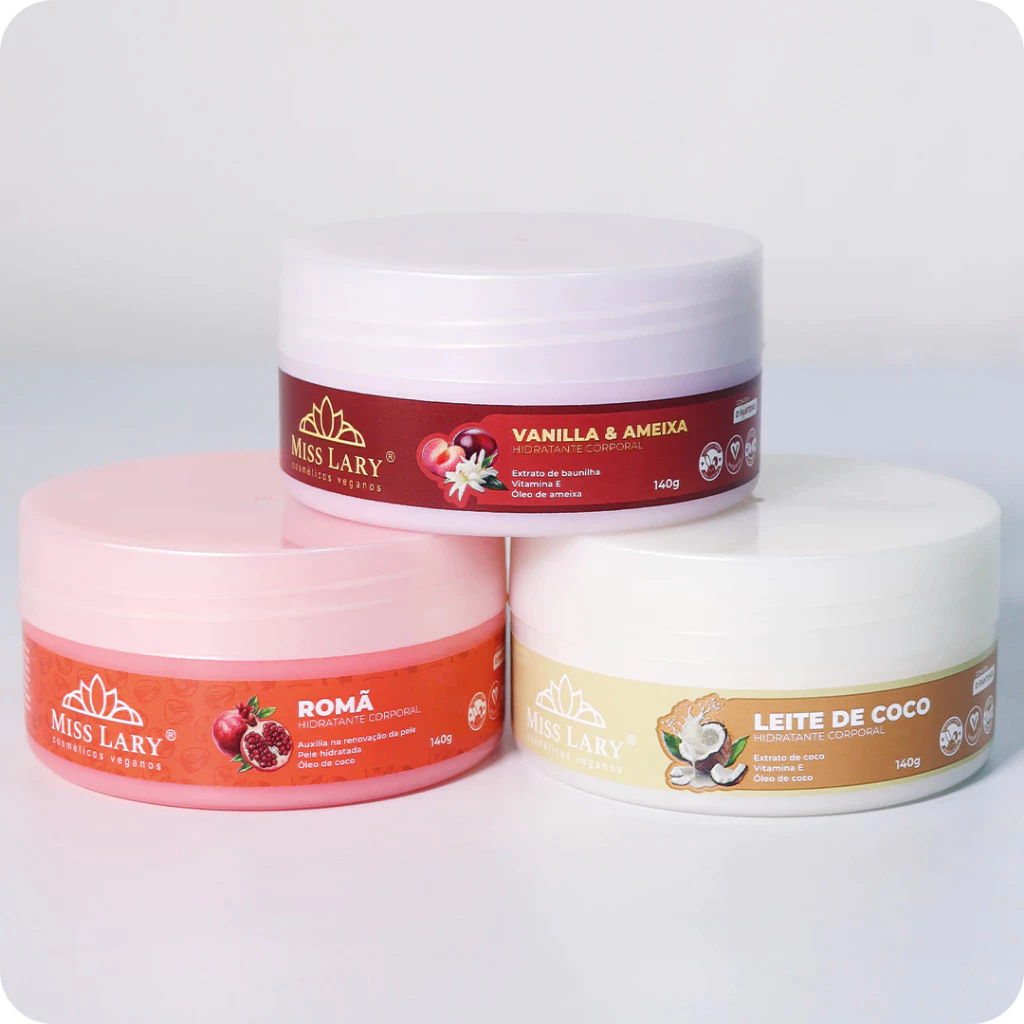 Kit 3 Hidratante Corporal (Romã, Vanilha & Ameixa e Leite de Coco) - Miss Lary | Shopee Brasil