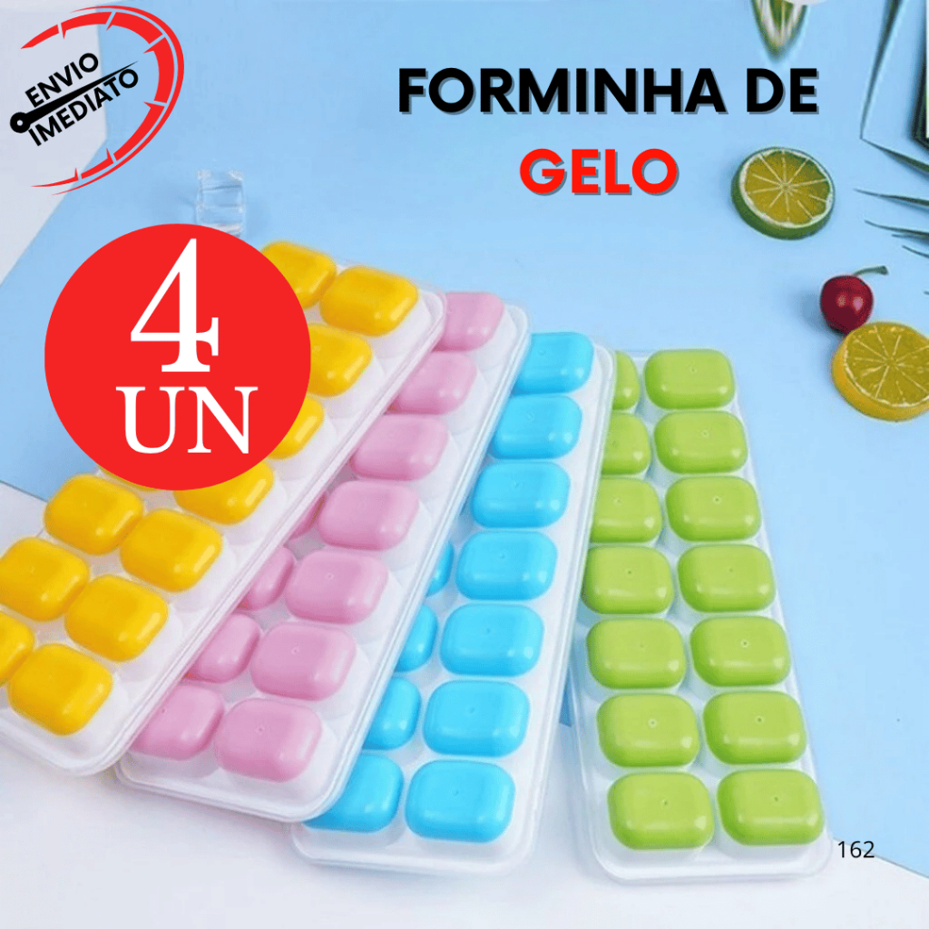 Kit Forma de Gelo Silicone Sem Tampa Fundo Flexsivel Multiuso Comida ...