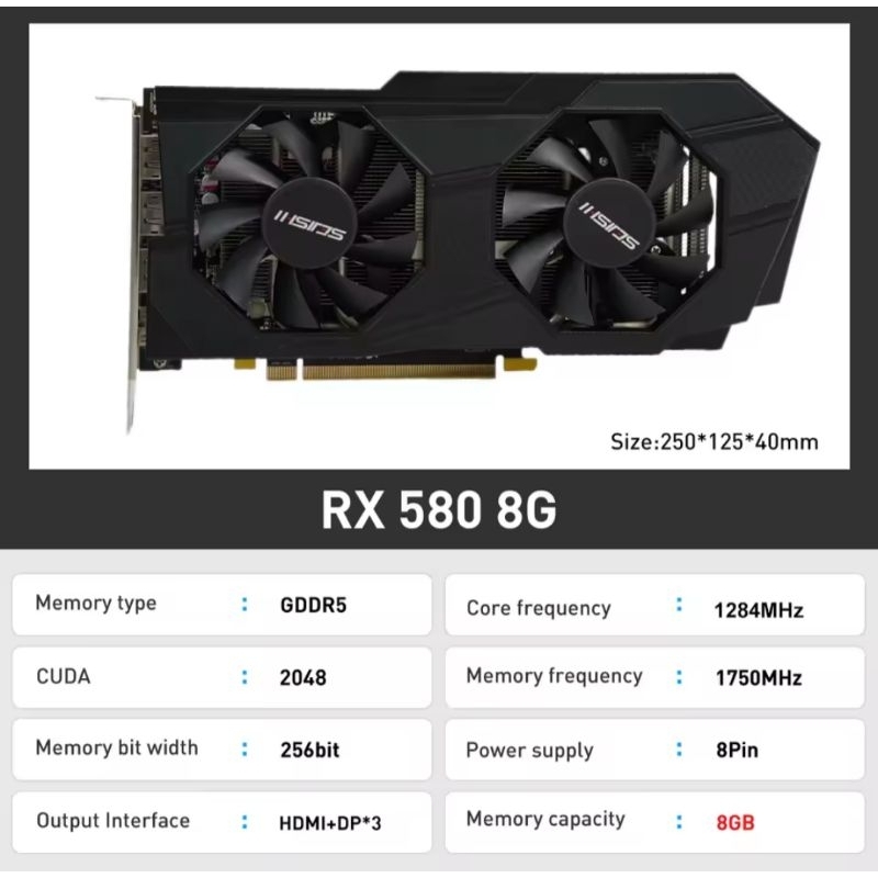 Placa de Vídeo Rx 580 AMD Radeon 8gb GDDR5 256 bits | Shopee Brasil