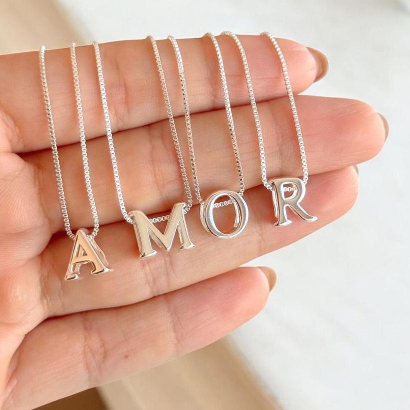 Colar Letra Inicial Feminino Prata 925 Ouro 18k Semi Joia Luxo ...