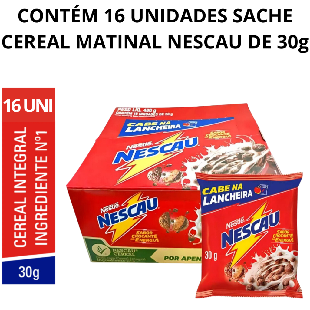 Cereal Nescau Matinal Sache 30g Caixa Com 16 Unidades Nestlé | Shopee Brasil