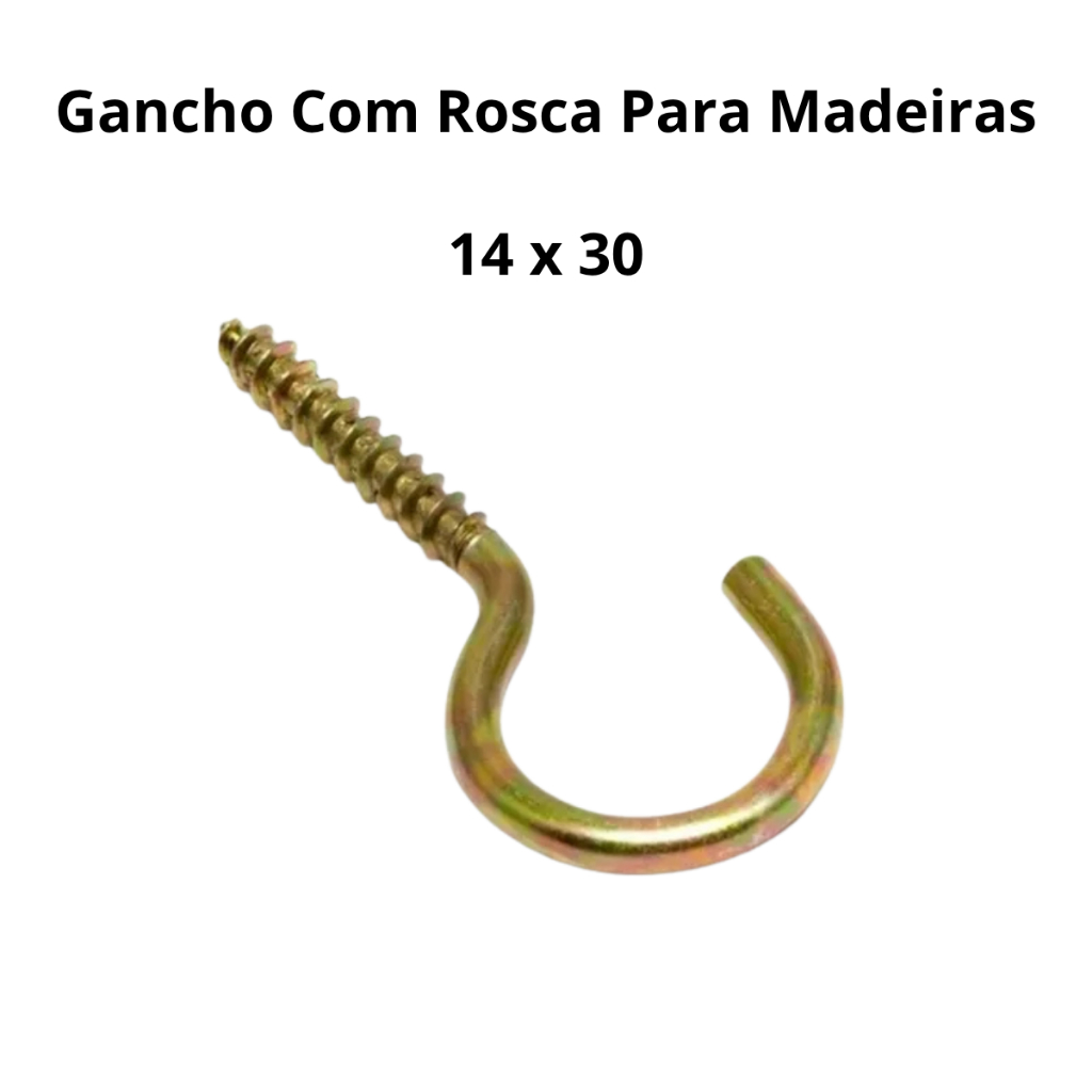 kit Parafuso Gancho Pequeno Com Rosca Para Madeira Dourado 14 x 30 ...