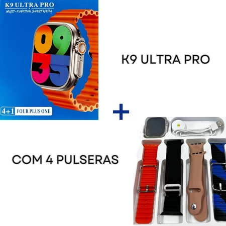 Smartwatch K9 Ultra Pro 49mm Series 9 com 4 Pulseiras Faz Chamadas IP67 ...