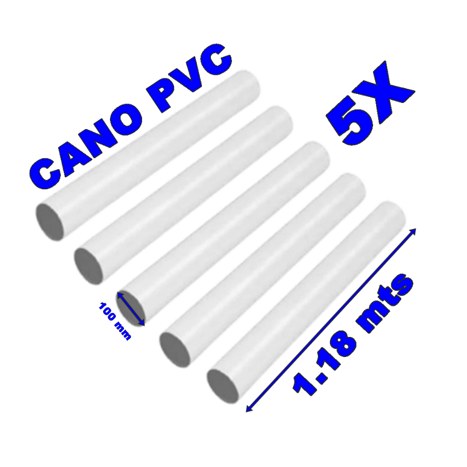 Cano PVC 100 mm, Para Esgoto ou Pluvial, Pacote com 5 peças de 1.18 ...