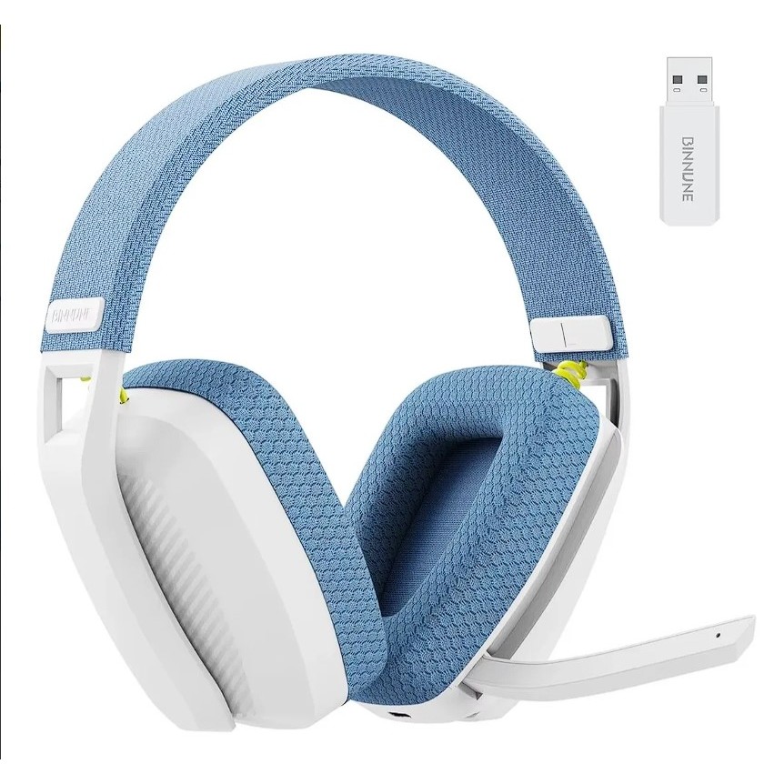Headset Gamer Binnune Bw06 Sem Fio 2.4ghz Bluetooth Cor Azul-celeste NO ...
