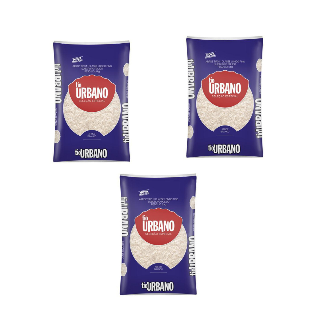 kit c/3 Pacotes Arroz Branco Tipo 1 Tio Urbano 5kg (cada) | Shopee Brasil