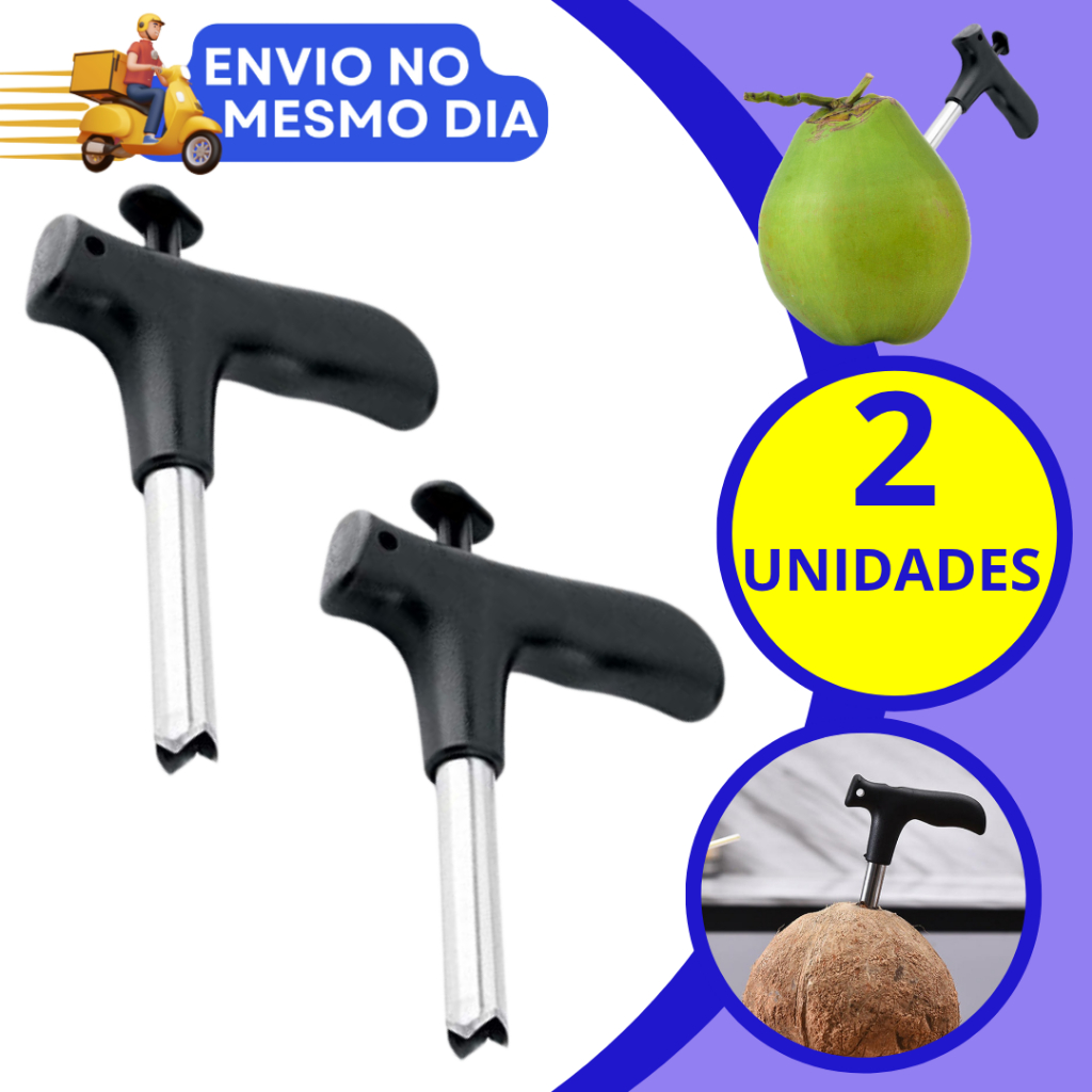 KIT 02 Unidades Abridor Furador de Coco em Inox Perfurador Manual ...
