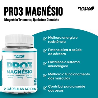 Magnésio PRO 3 - 60 Cápsulas por Pote - Envio Imediato | Shopee Brasil