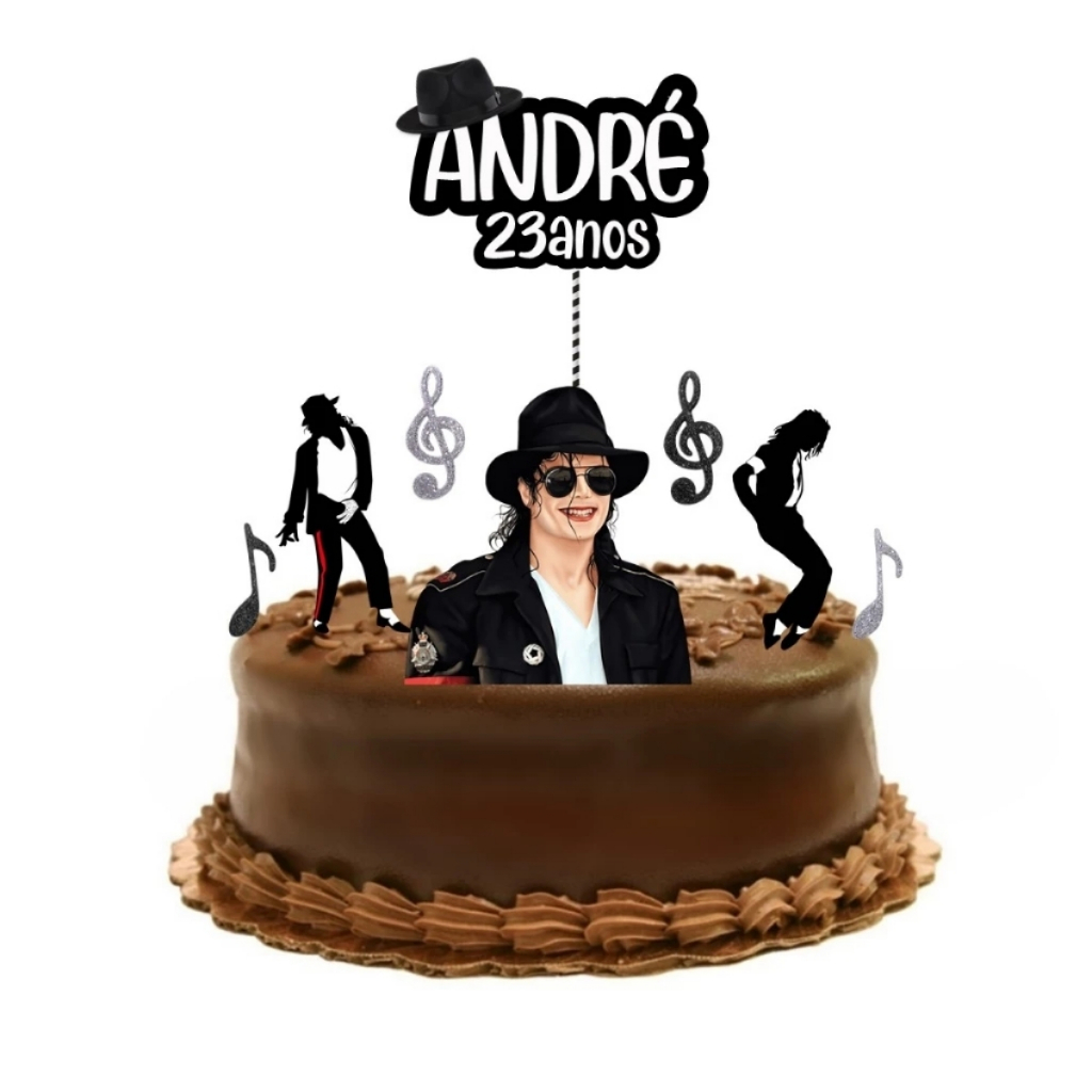Topo Topper de Bolo Michel Jackson Personalizado Qualidade Premium ...