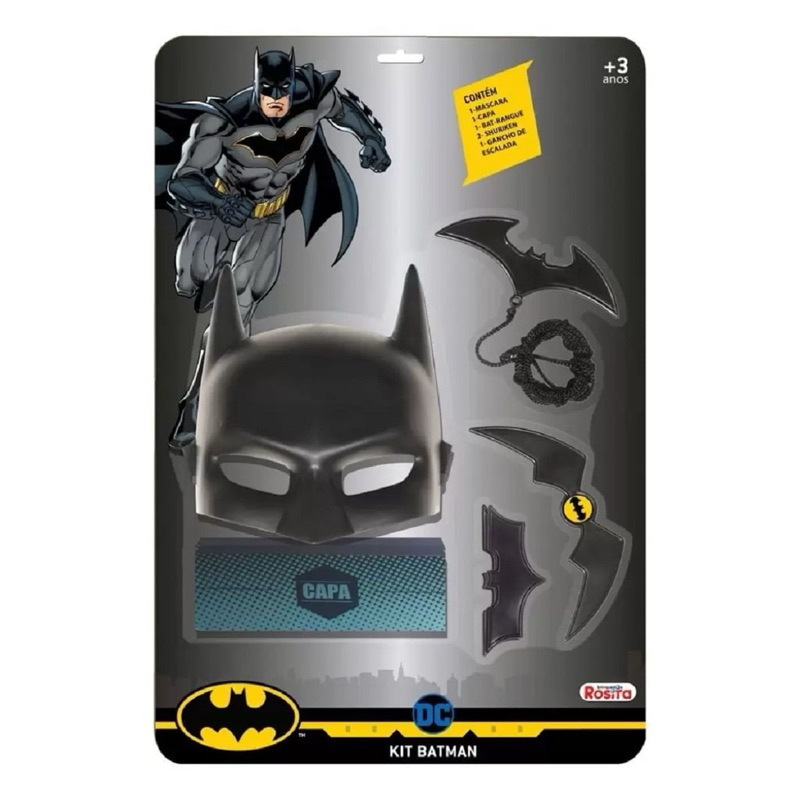 Kit Batman Dc Comics Máscara, Capa e Acessórios - Rosita 9522 | Shopee ...