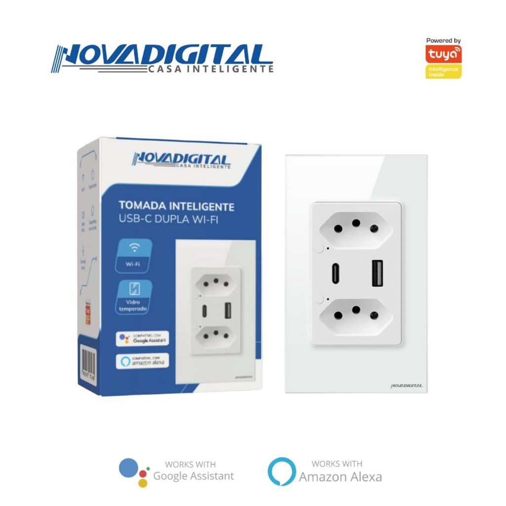 Tomada Wifi Inteligente 4X2 Usbc Alexa Google Tuya App Smart ...