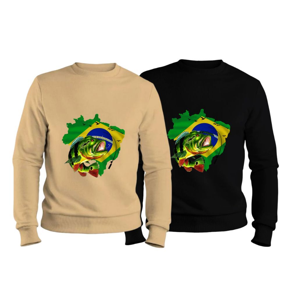 Kit 2 Blusas Moletons Masculino Gola Redonda Personalizado Pesca ...