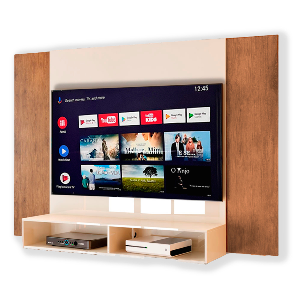Painel de TV Dijon até 43 Polegadas Off White/Ypê com Nicho e ...